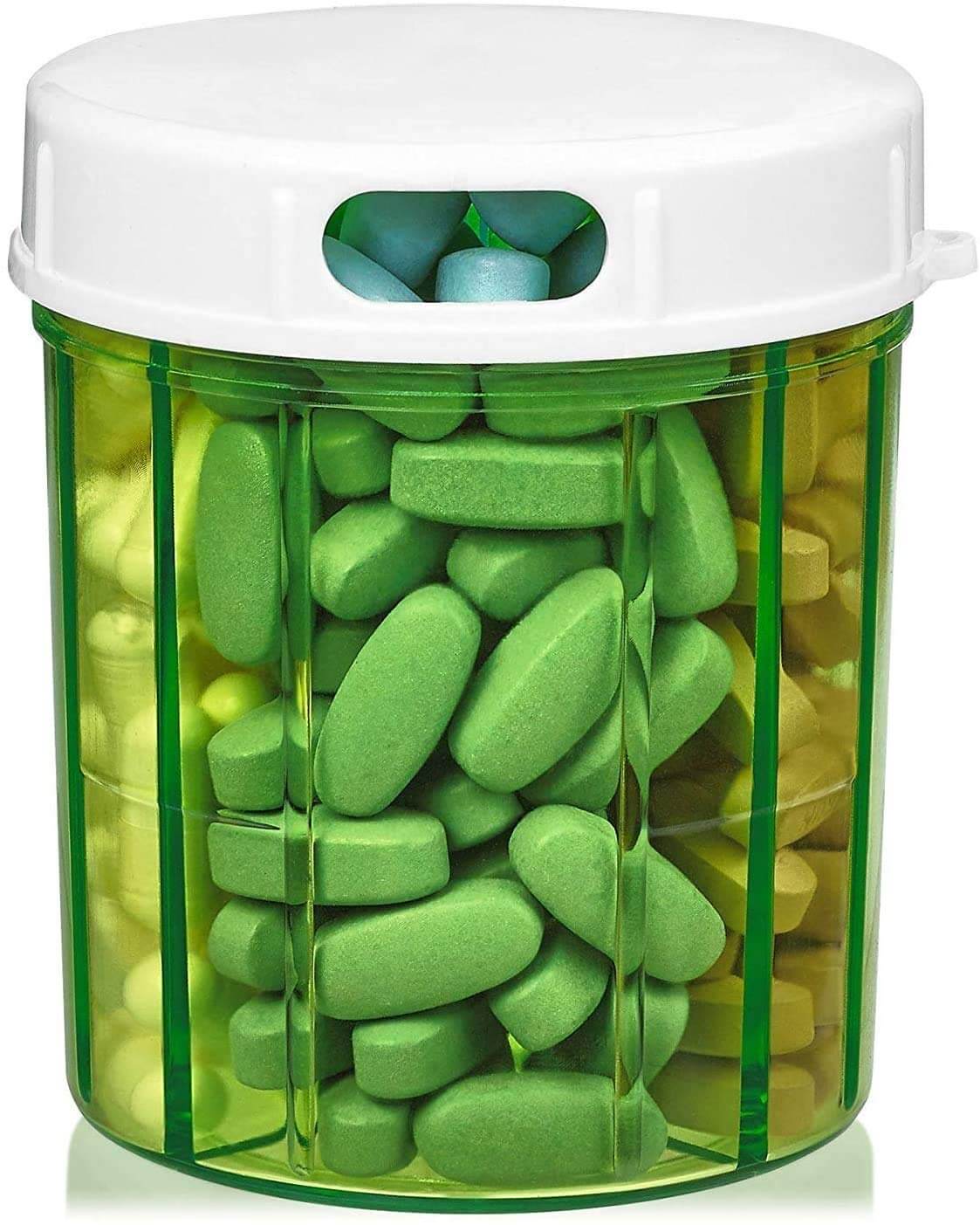 Round Pill Organizer Dispenser - Pill Boxes with 4 Compartments for Me ...