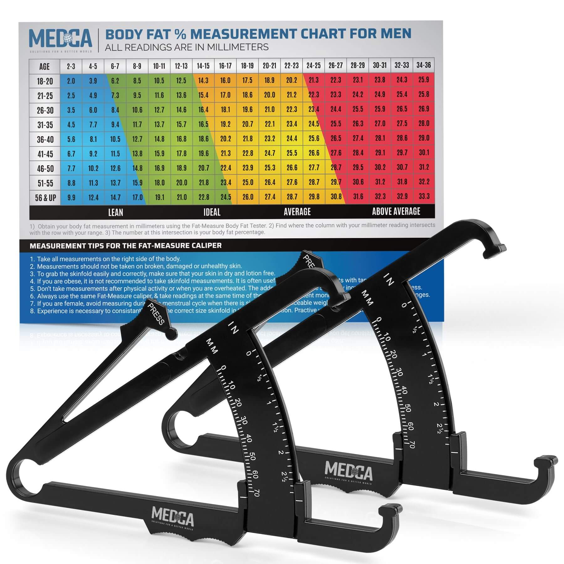 Skinfold Body Fat Caliper - Skin Fold Body Fat Analyzer and Handheld B ...
