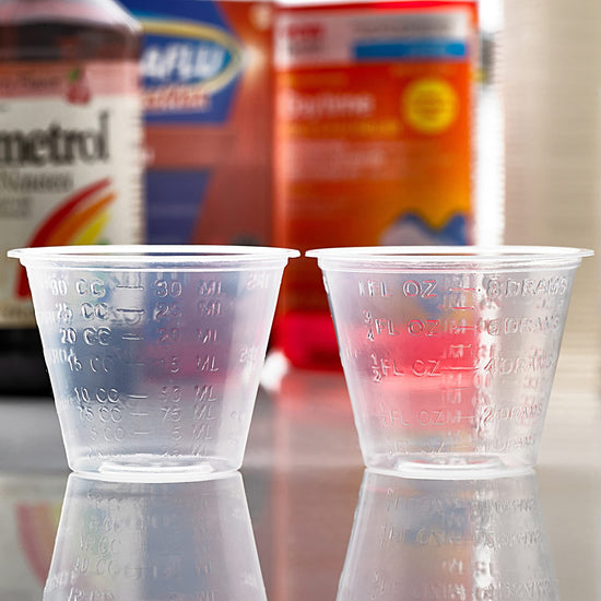 Clear Medicine Cups (1oz) - Pack of 100 - Plastic Disposable Graduated ...