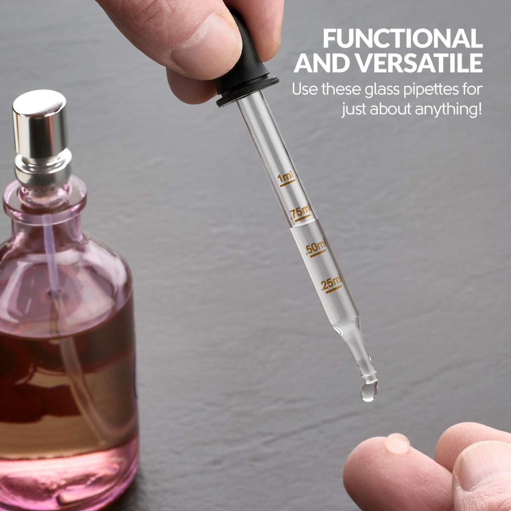 Eye Calibrated Glass Droppers For Accurate Measurement - 2 Pack