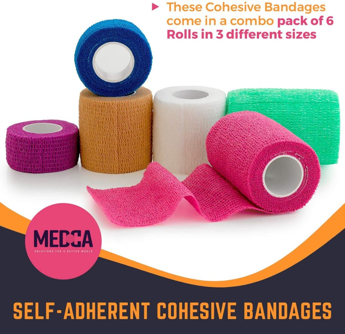 Self Adherent Cohesive Wrap Bandages First Aid Tape - Rainbow